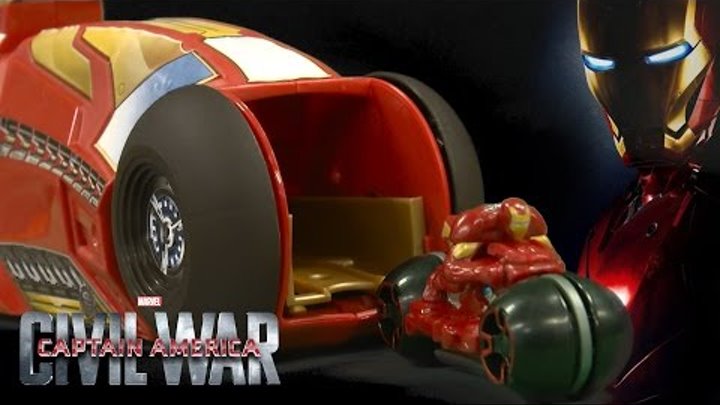 Captain America Civil War Hot Wheels Iron Man Massive Moto Launcher ...