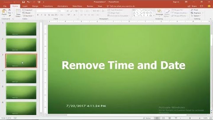 PPT Tutorial- How to Delete or Remove Time and Date in Microsoft PowerPoint Slide 2017