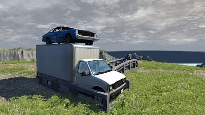 Катапульта в BeamNG Drive! Запускаем машины в воздух большой ...