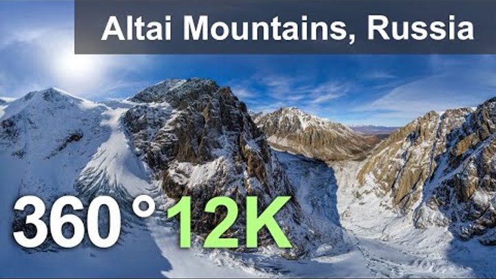 Altai Mountains, Russia. 360 12K aerial video