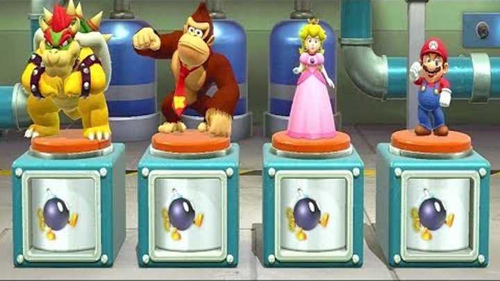 Super Mario Party - 4 Player 2 Vs 2 Minigames - Bowser DK Peach Mario ...