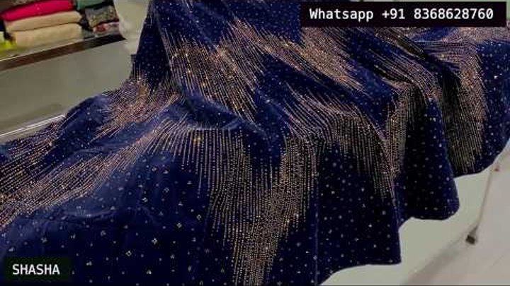 Royal Blue ZigZag Velvet Lehenga by SHASHA Price Rs. 9000/-