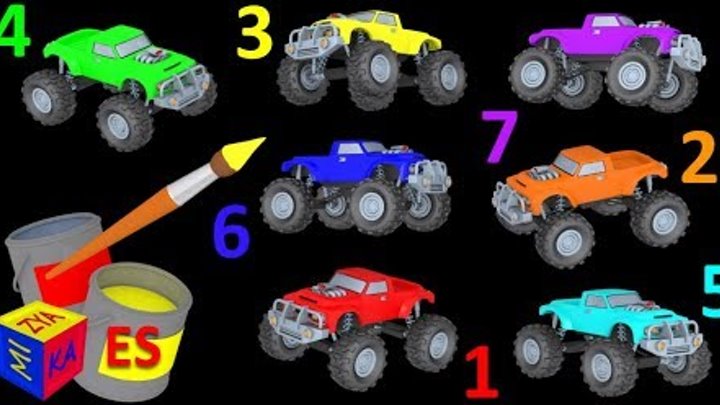 Los colores en español para niños. Aprenda a contar los camiones ...