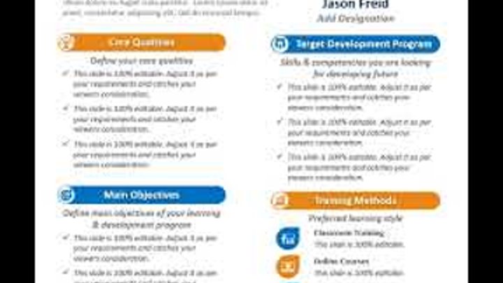 One Page Learning and Development Plan PowerPoint Template | Kridha Graphics