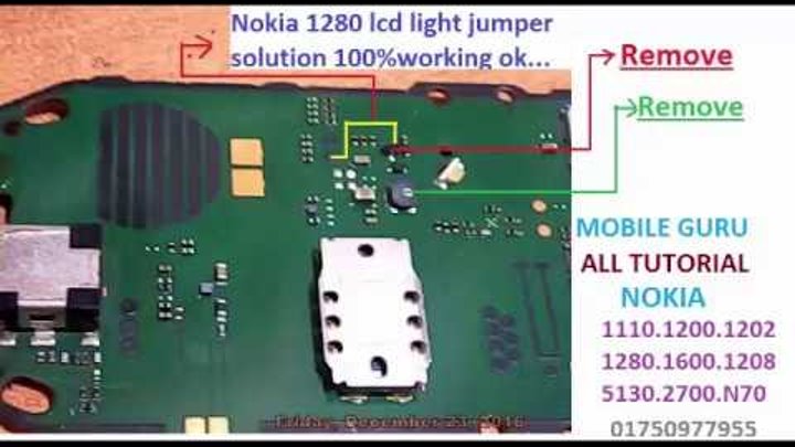 Nokia 1280 Dislay light jumper solution 100%working ok