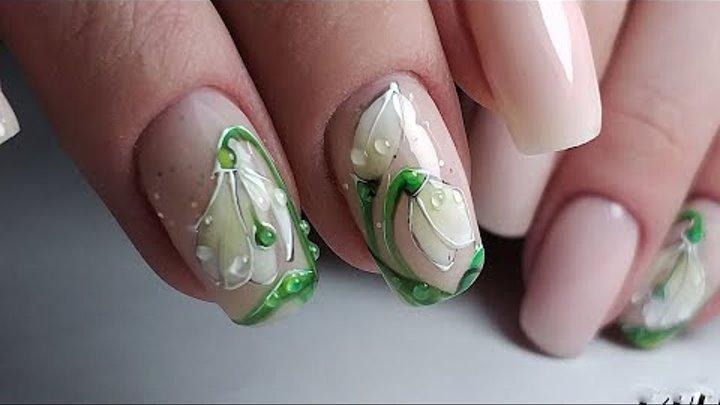 DELICATE nail art DRY manicure SNOWDROP on the nails Nail Correction