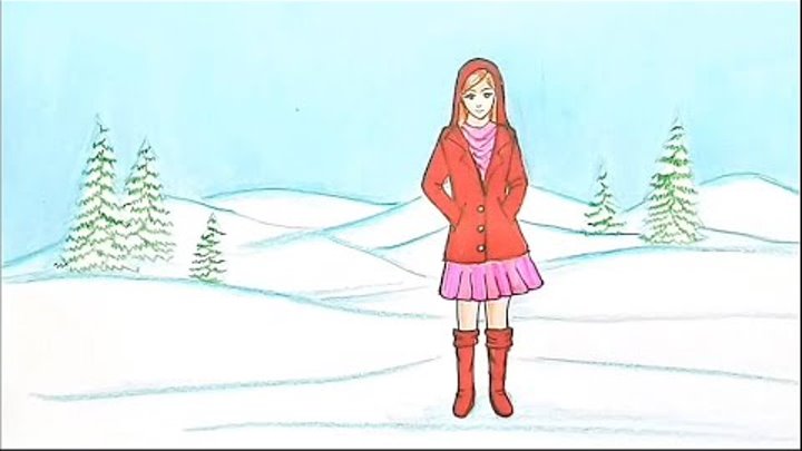 How to draw scenery of winter season/ Snowfall step by step